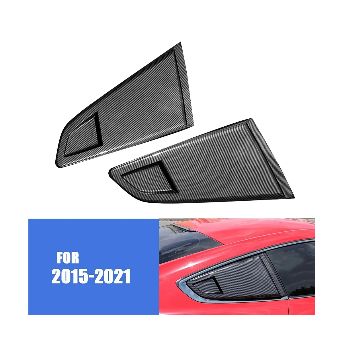 Carbon-Fiber-Look-1-4-Rear-Side-Vent-Quarter-Window-Louver-Shutter ...