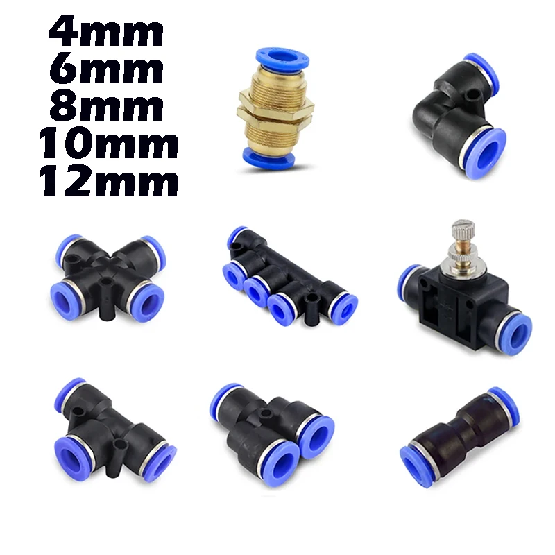 5PCS Pneumatic Fittings Quick Connector Air Tube Connectors Plastic PU ...