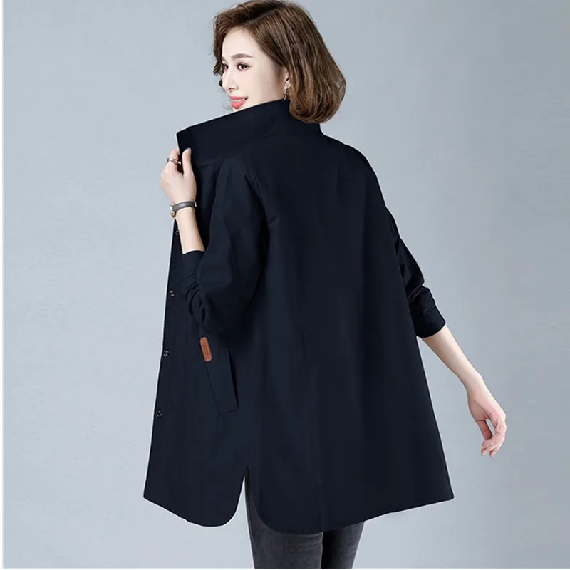 Blus-o-de-comprimento-m-dio-feminino-trench-coat-fino-camisa-cardigan ...