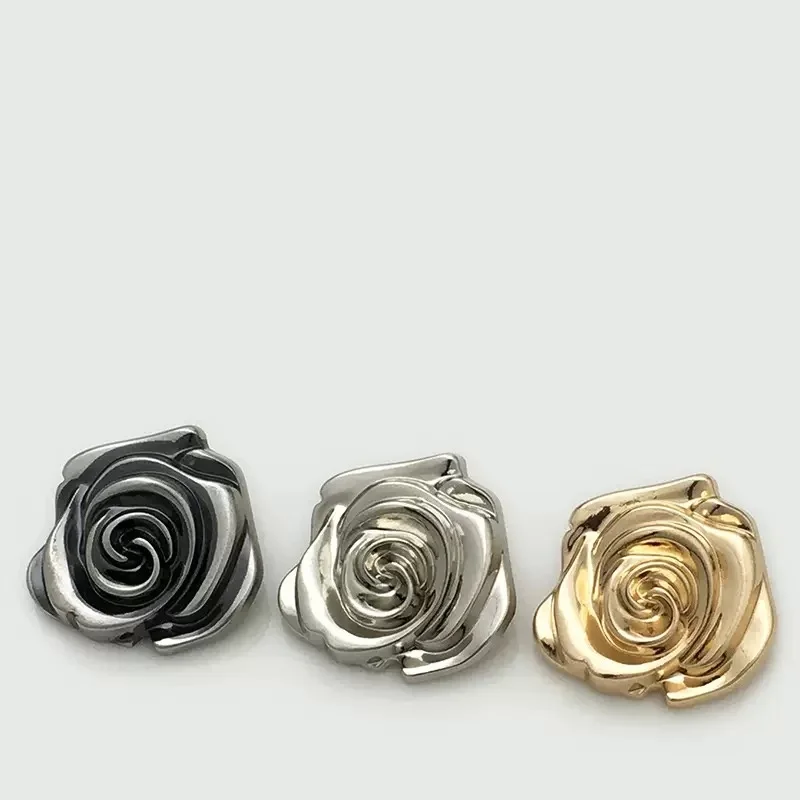 10pcs 15mm 18mm 20mm 23mm Vintage Rose Flower Buttons DIY Sewing Gold ...
