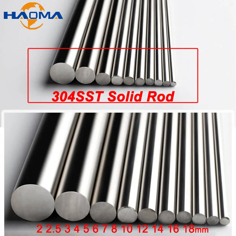 304-Stainless-Steel-Solid-Round-Rod-Smooth-Straight-Metal-Metric-Bars ...