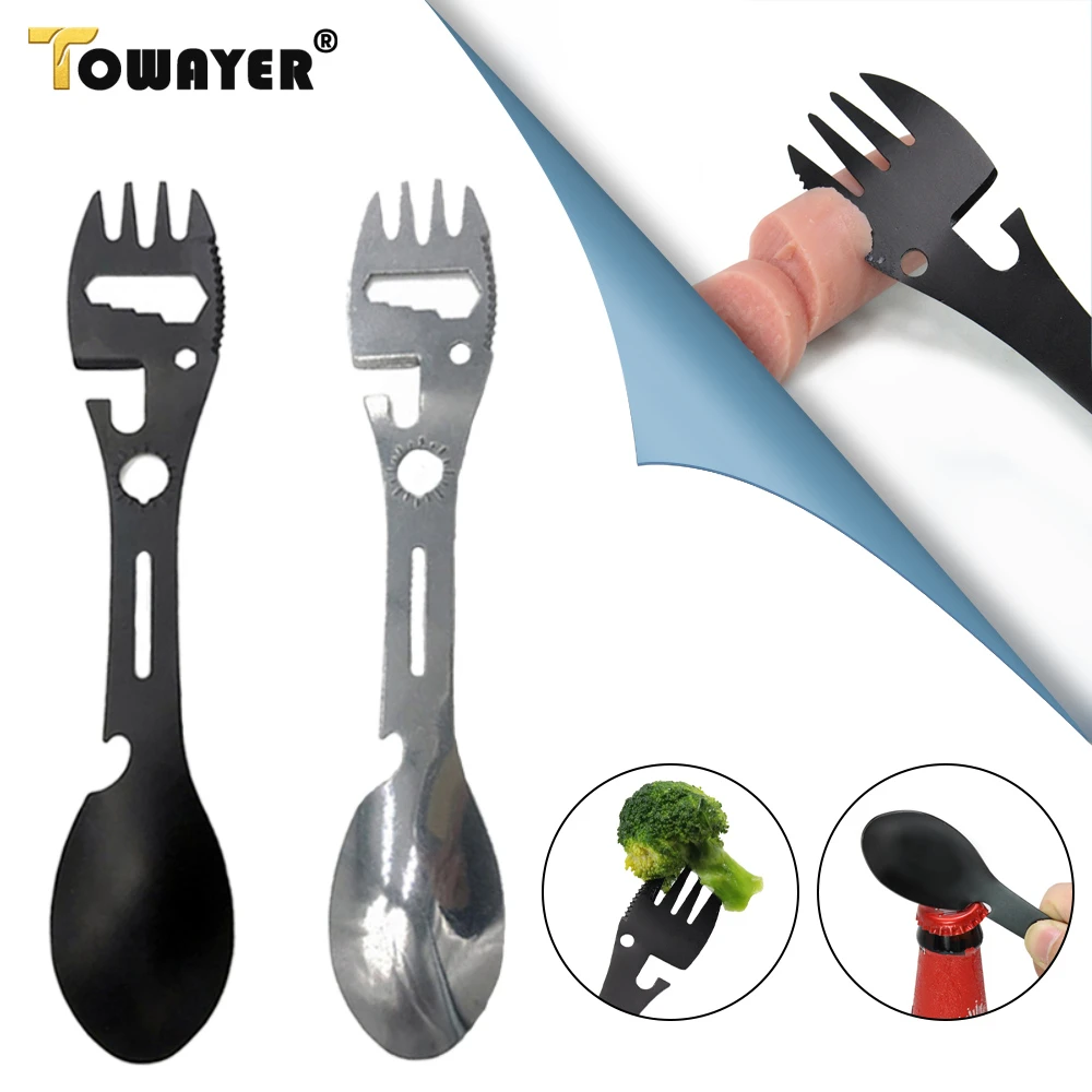 Camping Fork Spoon Multi Function Spoon 10 In 1 Integrated Fork Spoon ...