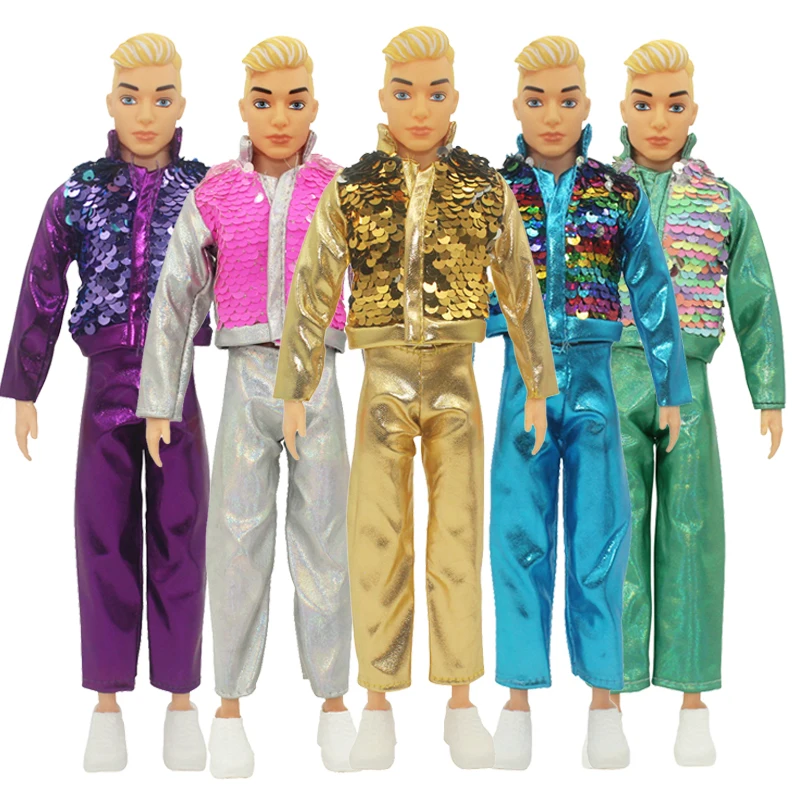Ken-Doll-Clothes-Gold-Sequin-Leather-Jacket-Daily-Suit-Casual-Wear ...