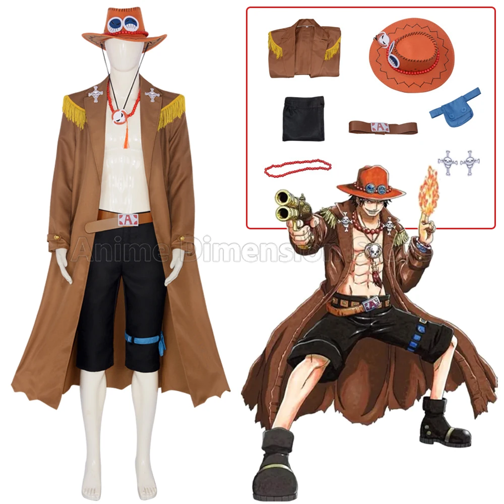 Portgas-D-Ace-Cosplay-Costumes-Coat-Pants-And-Hat-Anime-One-Piece-Role ...