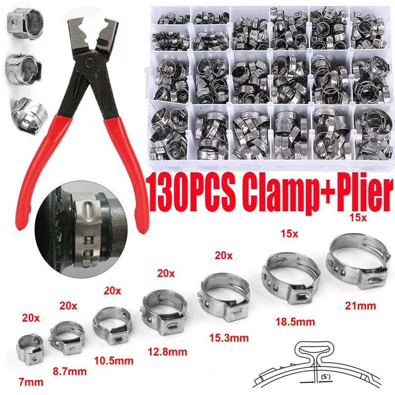 130/80/45pcs 304 Stainless Steel Hose Clamps 5.8-23.5mm Spring Clamps ...