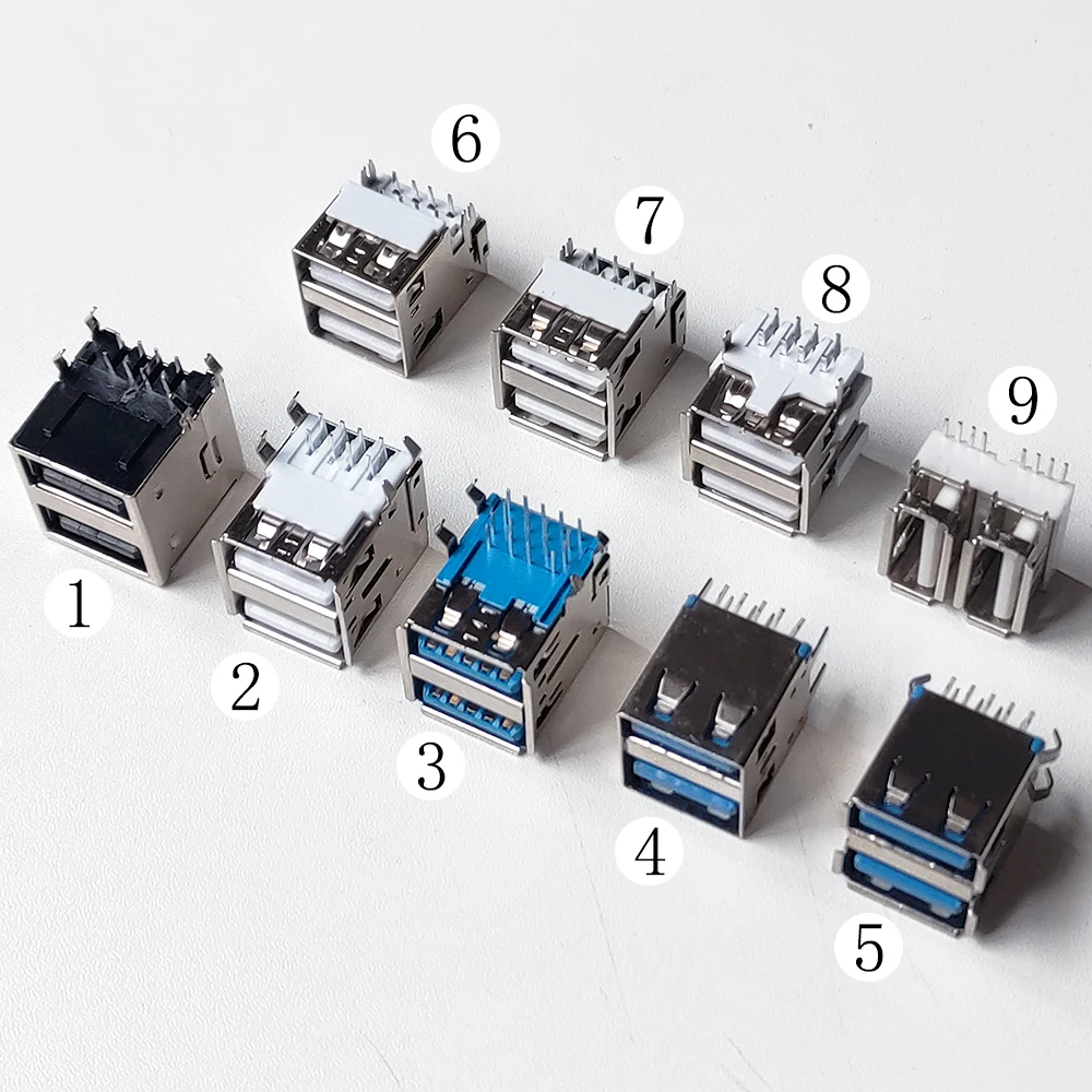 5PCS 9Types Dual USB 2.0 USB 3.0 Jack 90/180 Degree Computer Tail ...