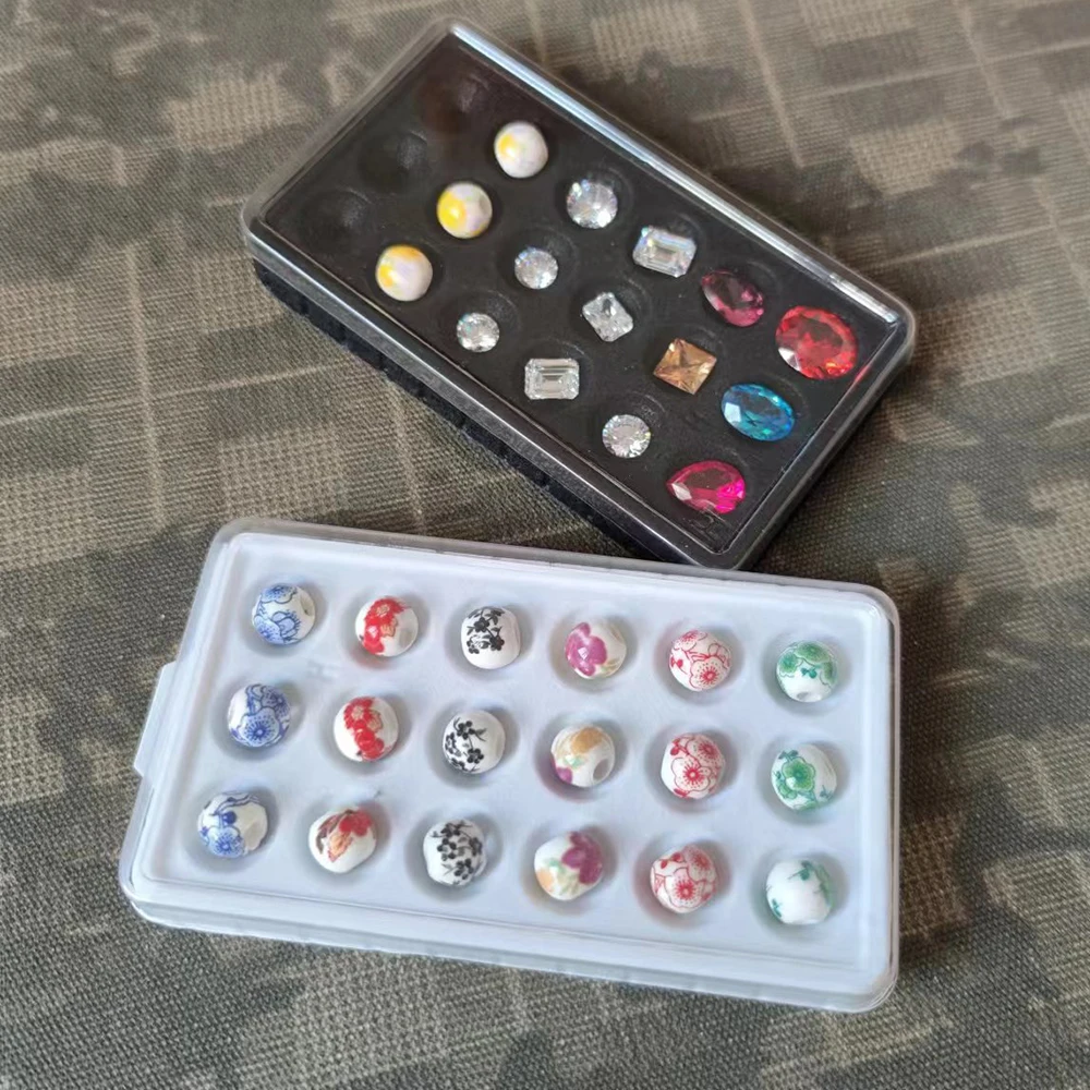 Sale-13-14mm-Round-Diamond-Jewelry-Storage-Box-Gems-Organizer-18-Grids ...