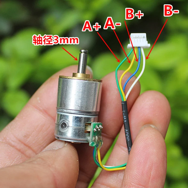 2-Phase 4-Wire Mini 15mm Full Metal Gearbox Gear Stepper Stepping Motor ...