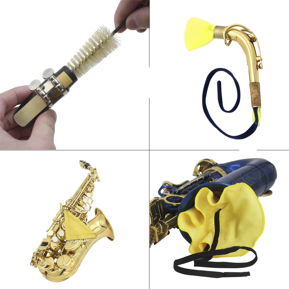 Saxophone Sax Cleaning Care Kit 3pcs Cleaning Cloth + Mouthpiece Brush ...