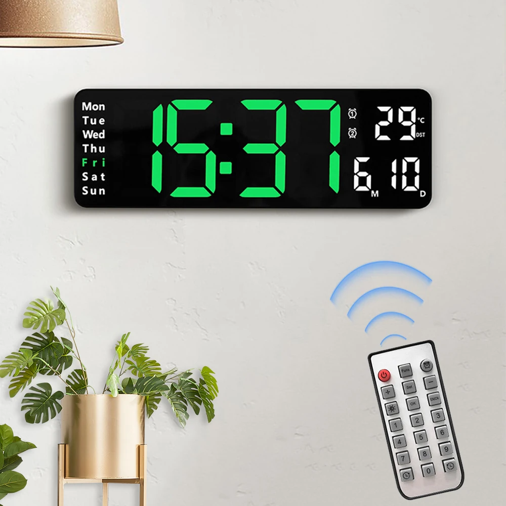 Digital-Wall-Clock-Large-Alarm-Clock-with-Calendar-Temperature-Remote ...