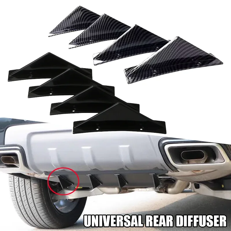 4pcs Universal Car Rear Bumper Lip Diffuser Shark Fins Canards Spoiler ...