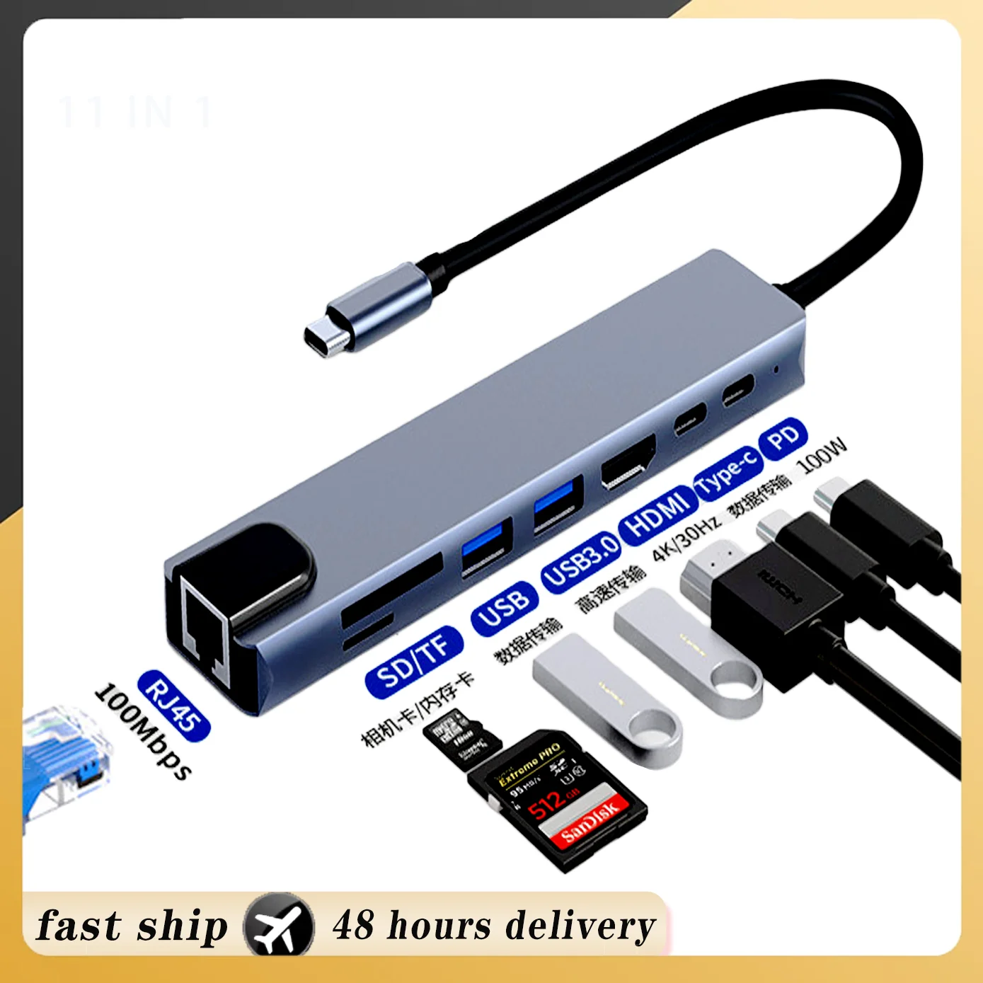 Concentrador-de-red-USB-tipo-C-a-HDMI-4K-thunderbolt-3-adaptador-de ...