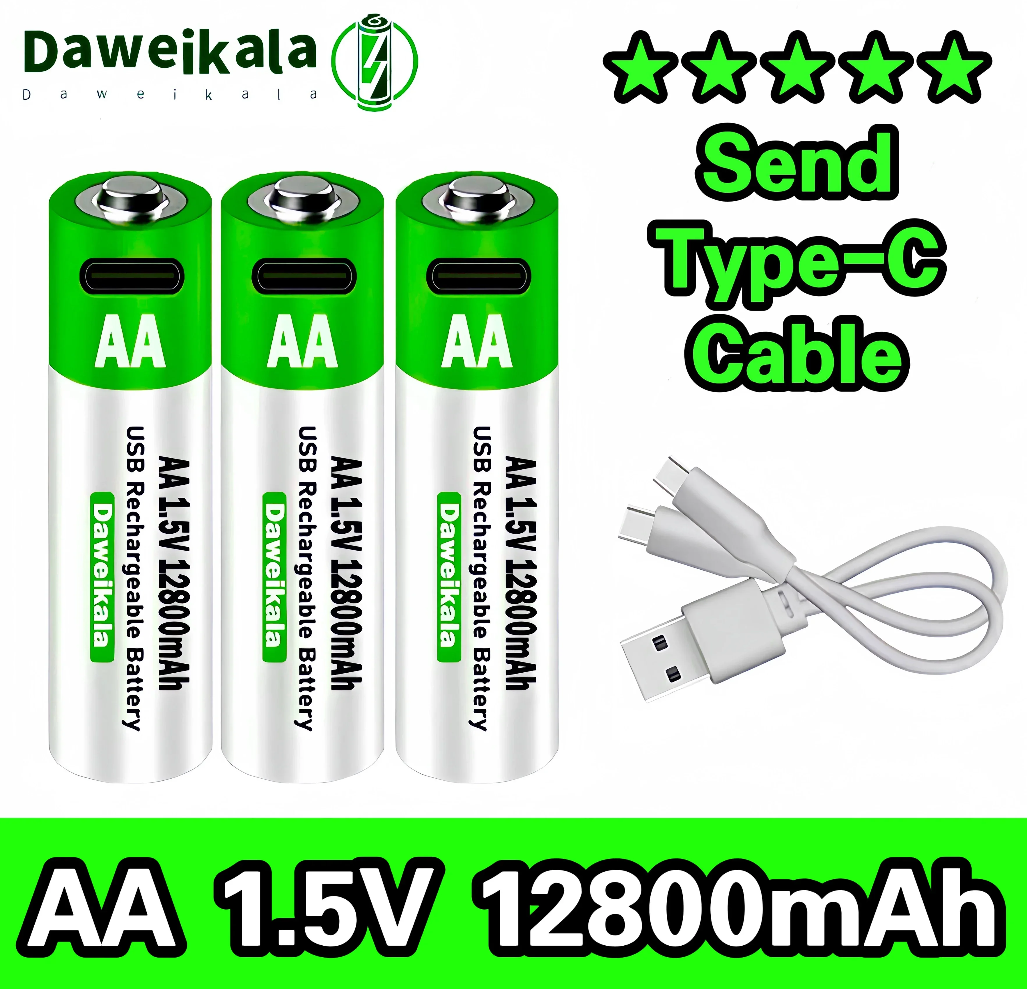 2024-new-12800mAh-1-5V-USB-AA-rechargeable-battery-remote-control-mouse ...