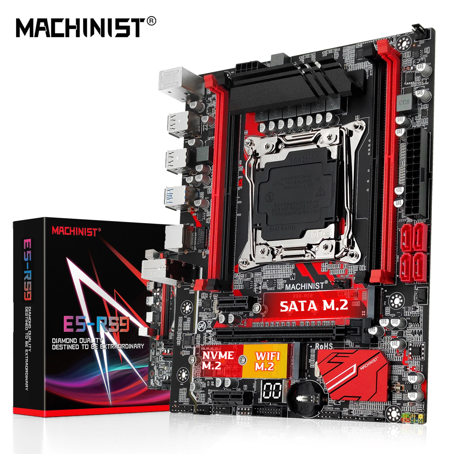 MACHINIST RS9 X99 Motherboard Support Xeon E5 V3 V4 LGA 2011-3 CPU Processor DDR4 RAM Four ...
