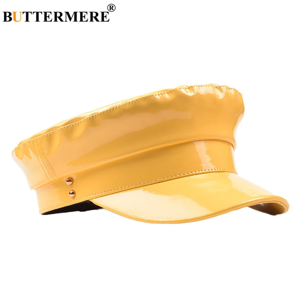 Leather Military Hat | Yellow Military Hat | Yellow Leather Hat ...