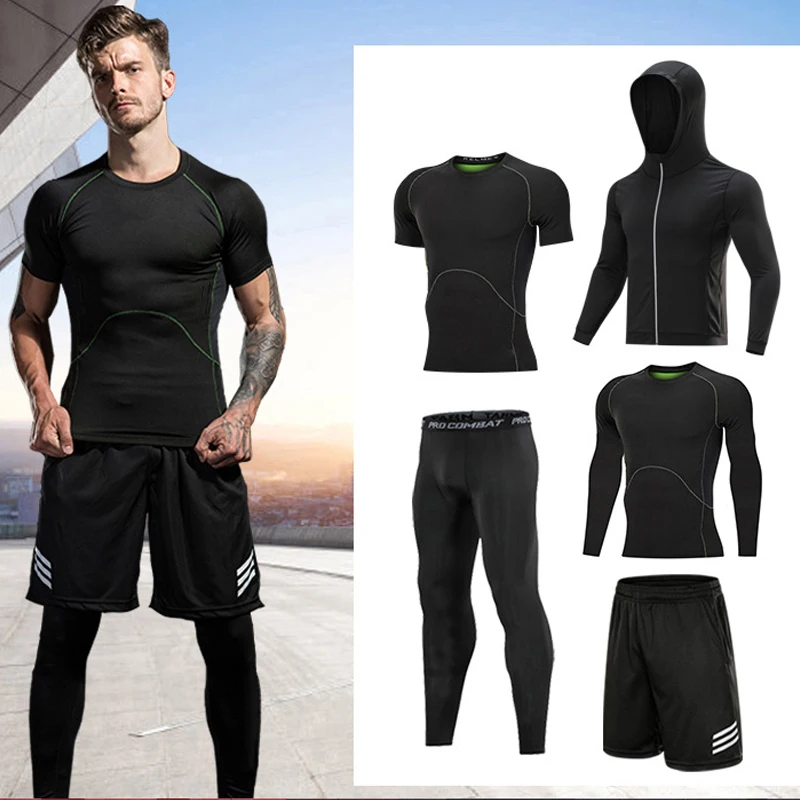 Men Compression Kickboxing Sportwear 2/3/5Pcs/Set Bjj Rashguard -Shirt ...