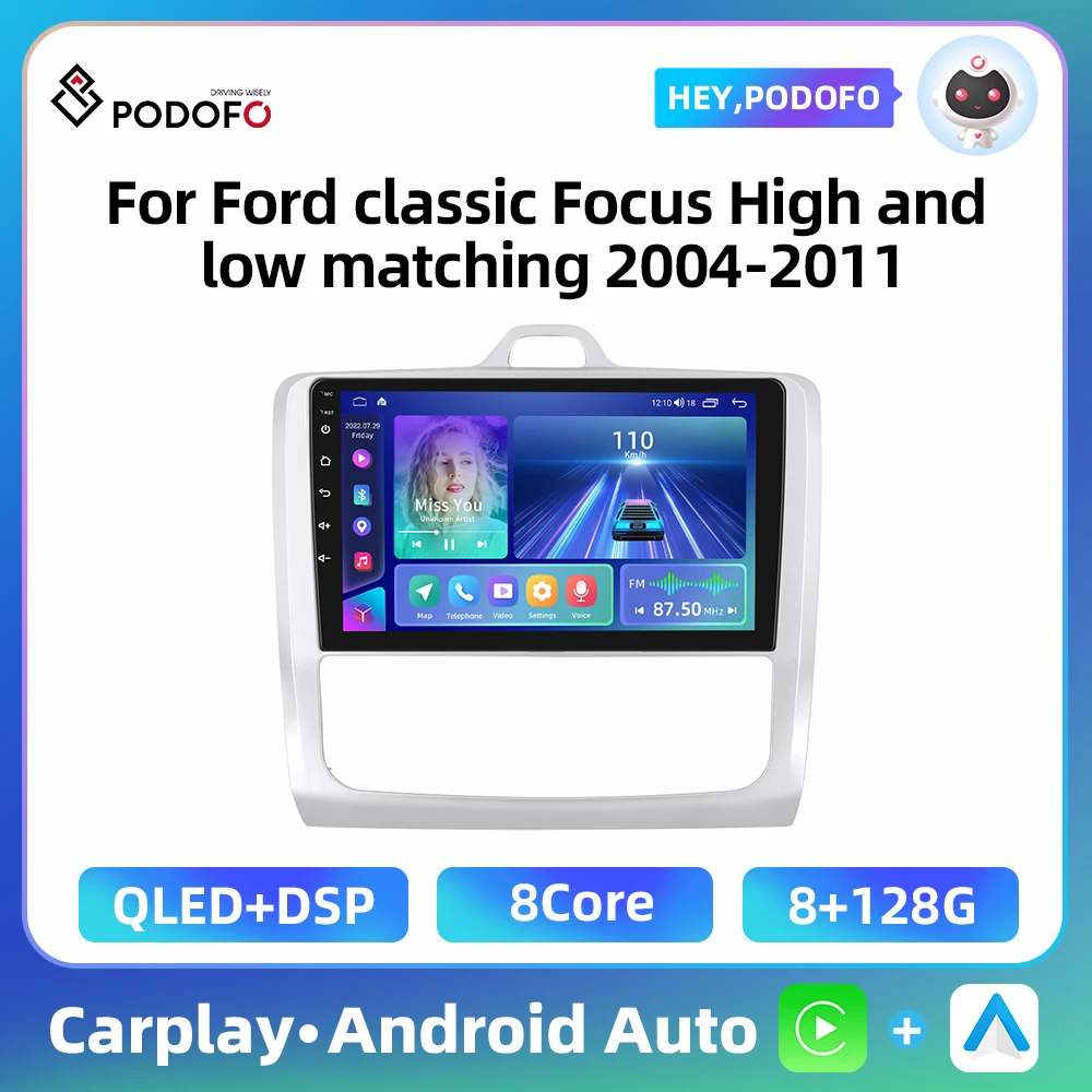 Podofo-Carplay-4G-WIFI-Car-Radio-For-Ford-Classic-Focus-High-And-Low ...