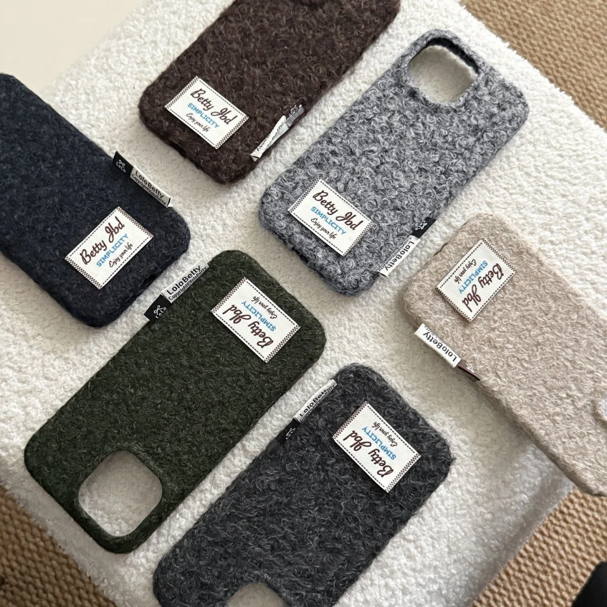 Luxury Furry Brown Coil Yarn Plush Winter Phone Case For iPhone 17 16 ...