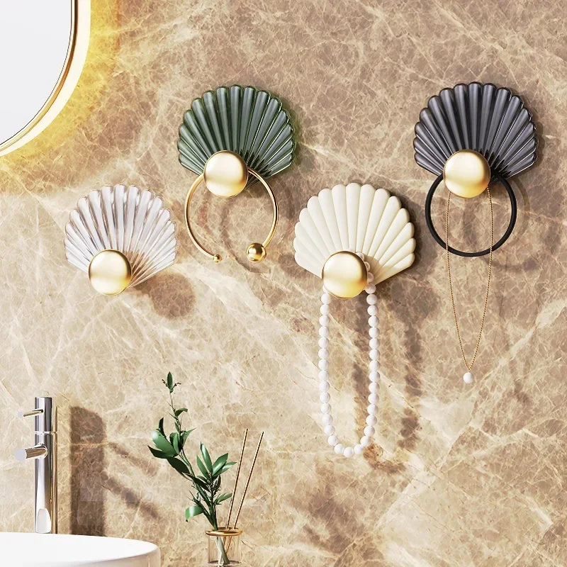 4PCS-Set-Wall-Mounted-shell-Decorative-Hanger-Hooks-Waterproof-Shower ...