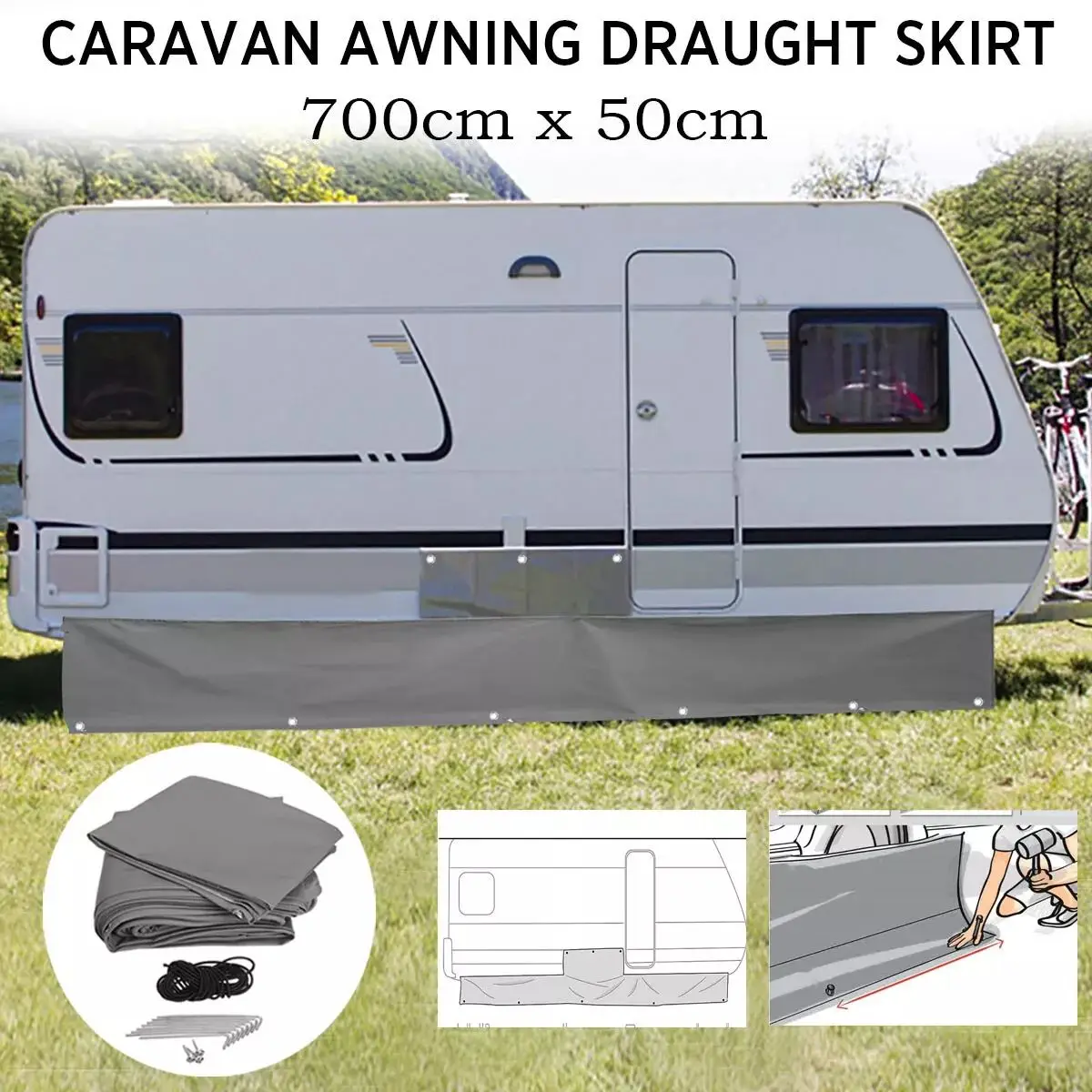 Caravan Awning Draught Skirt 7m Length X 50cm Deep With Wheel Arch ...