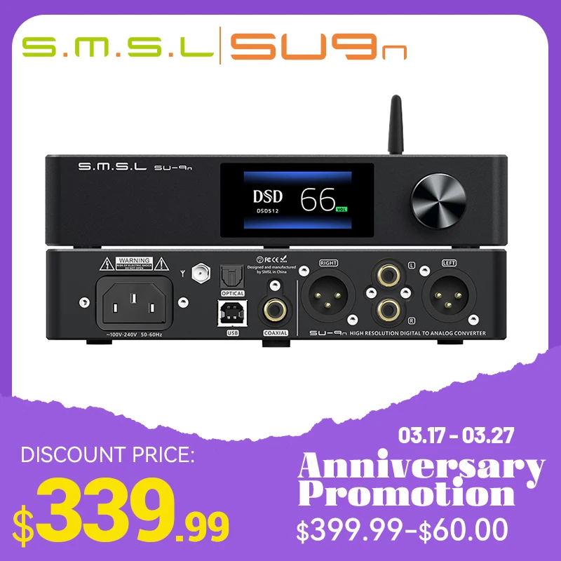 SMSL-SU-9n-Decoder-Bluetooth-5-0-ES9038Pro-DAC-DSD512-PCM768kHz-32Bit ...