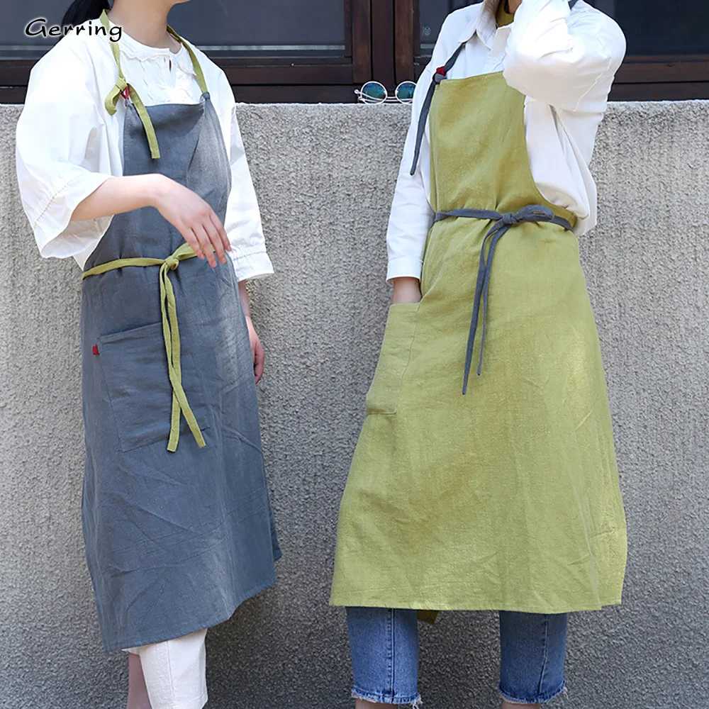 Gerring-New-Japanese-Apron-Woman-Cotton-Linen-Dress-Loose-Sleeveless ...