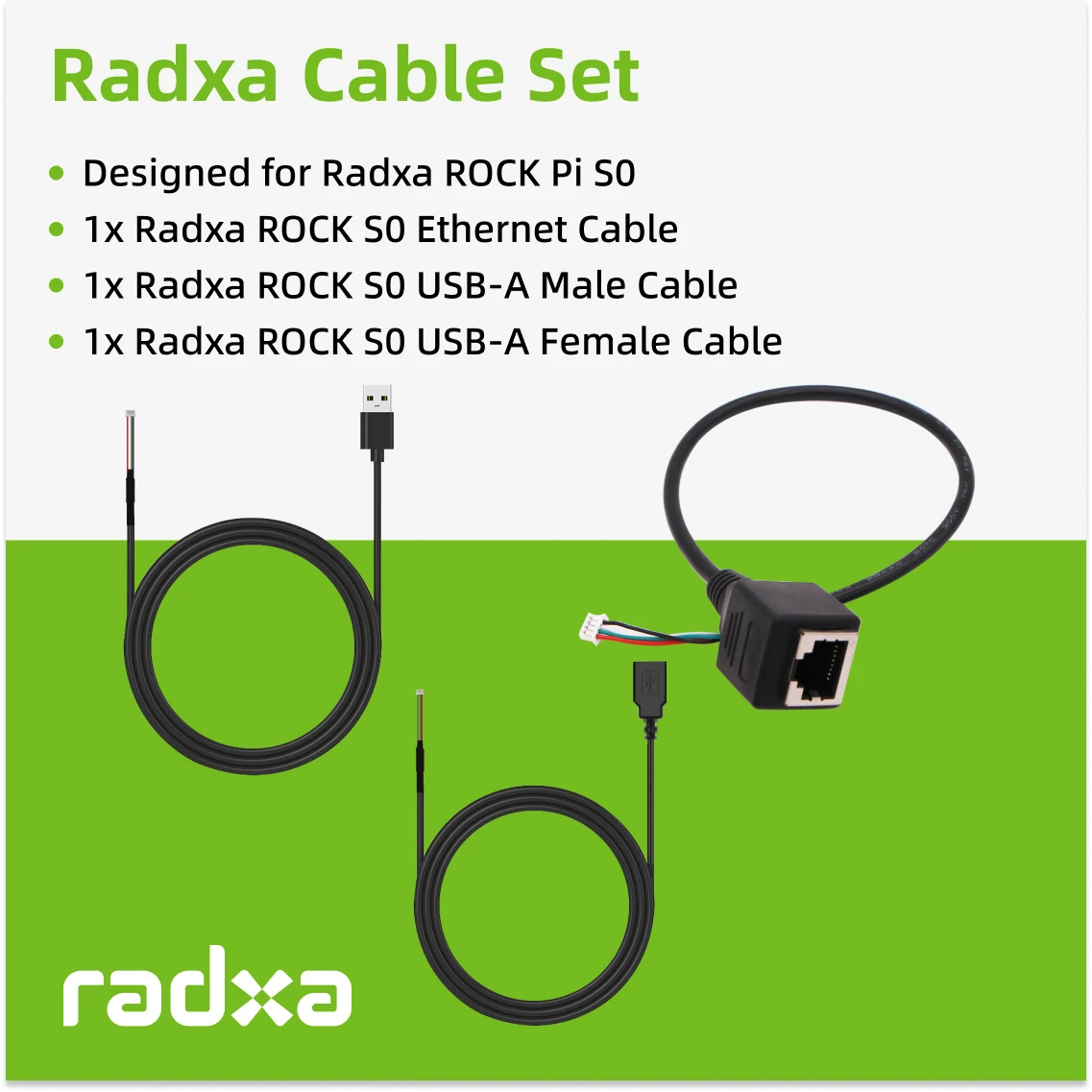 Radxa ROCK S0 Ethernet Cable,Radxa ROCK S0 USB-A Male Cable,Radxa ROCK ...
