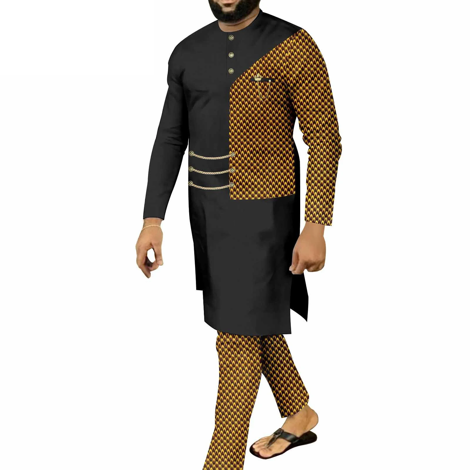 Design-Fashion-African-Suits-for-Men-Single-Breasted-Embroidery-Print ...