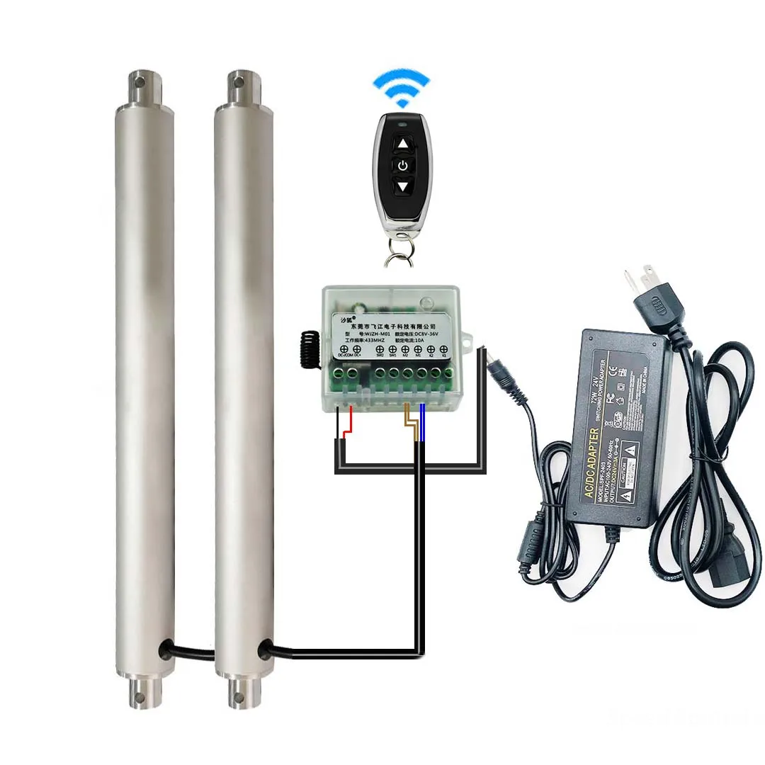 12V-24V-Two-Linear-Actuator-Kits1500N-15mm-s-Power-Supply-Remote ...