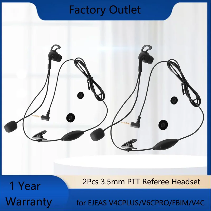 EJEAS-2Pcs-3-5mm-PTT-Referee-In-ear-Headphone-Push-To-Talk-Earphone ...