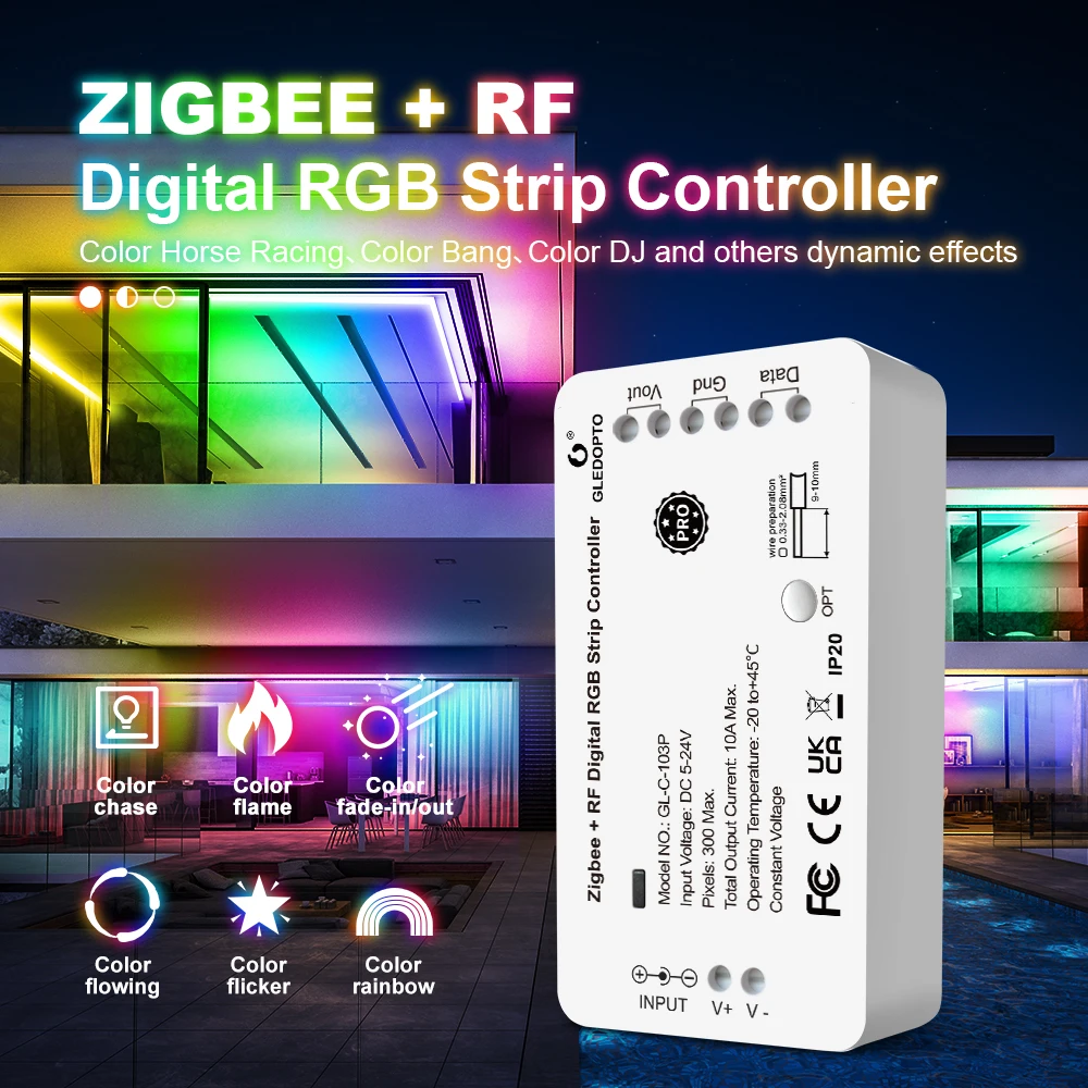 Zigbee RGB LED Controller Digital RGBIC Strip Addressable Flexible Lamp ...