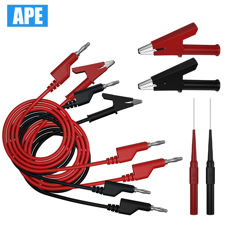 Multimeter-Test-Wire-Kit-8-Pieces-Cable-Set-Probe-Tips-Crocodile-clips ...