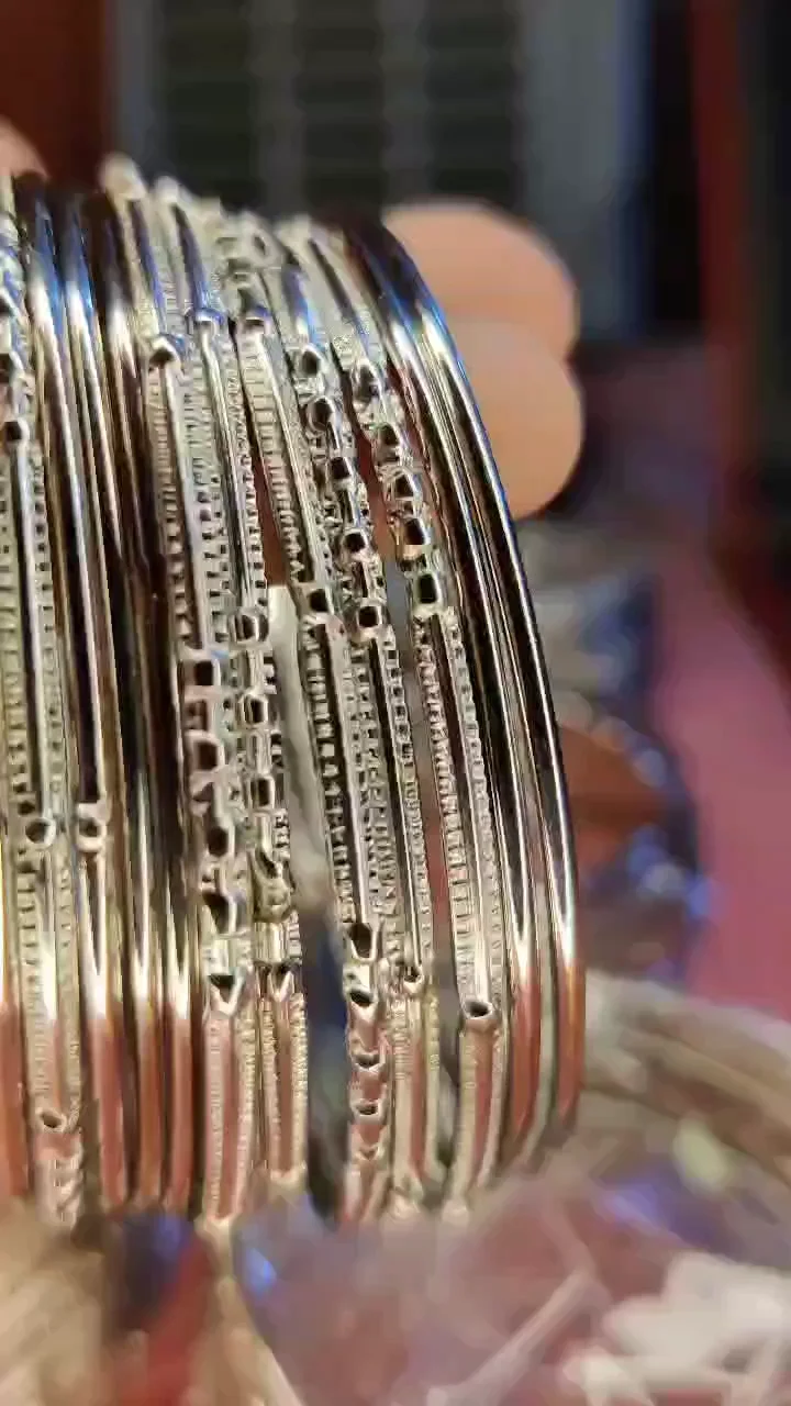 Stylish Silver and Steel Bangles 12 Pcs Set for Girls & Women: Fancy ...