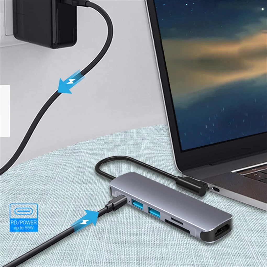 6 in 1 USB Hub Device Data Connector Converter Device Adapter Accessory ...