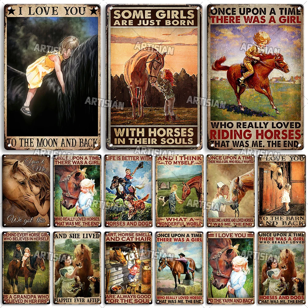 Artisian Ride Horse Metal Poster Cowgirl Cowboy Tin Sign Horse Racing ...