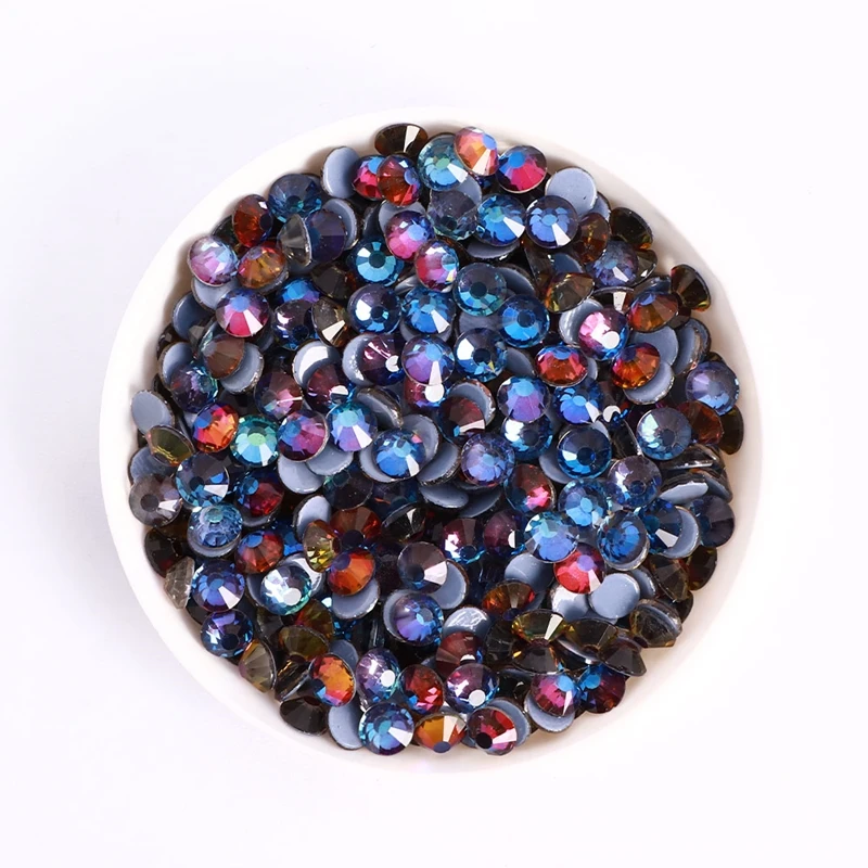 High Quality Flat Back Glass Rhinestones Blue Volcano Glitter Crystal ...