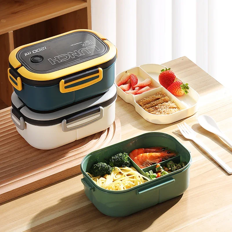 Single-Double-layer-Lunch-Box-with-Fork-and-Spoon-Portable-Compartment ...