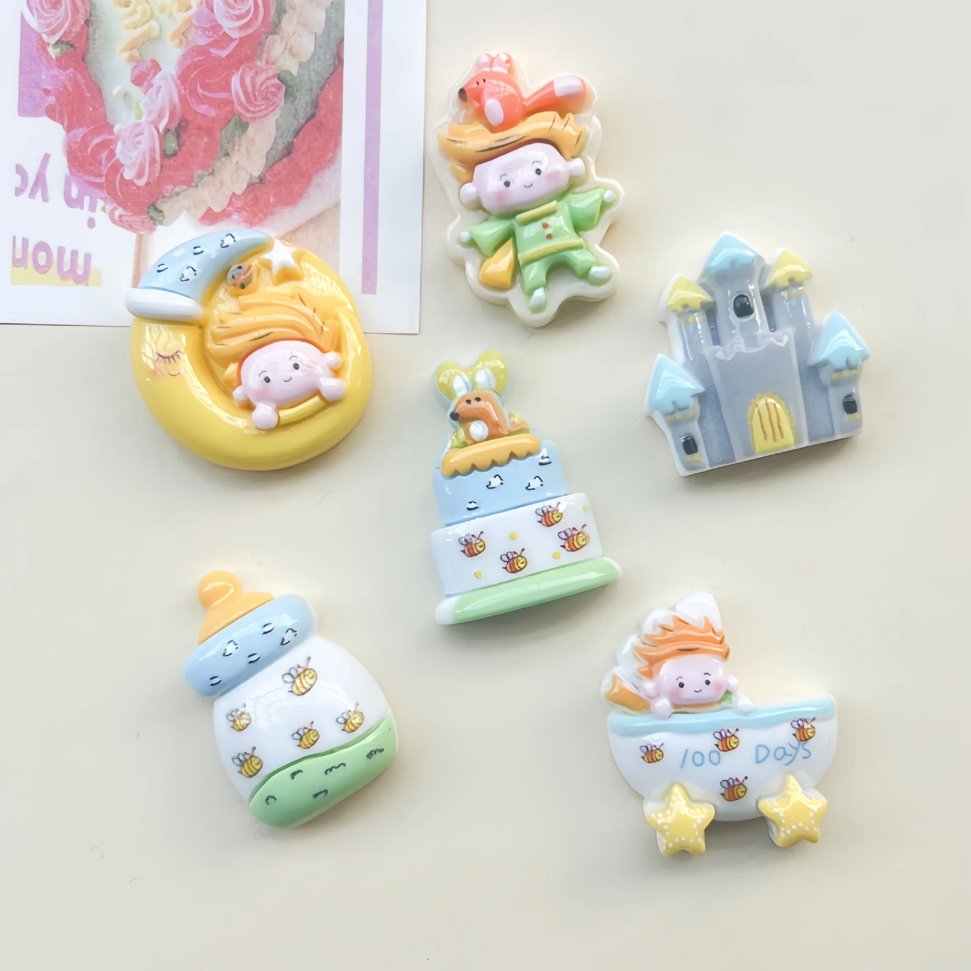 5pcs-Cartoon-bright-castle-boy-cartoon-resin-flatback-cabochon-diy ...