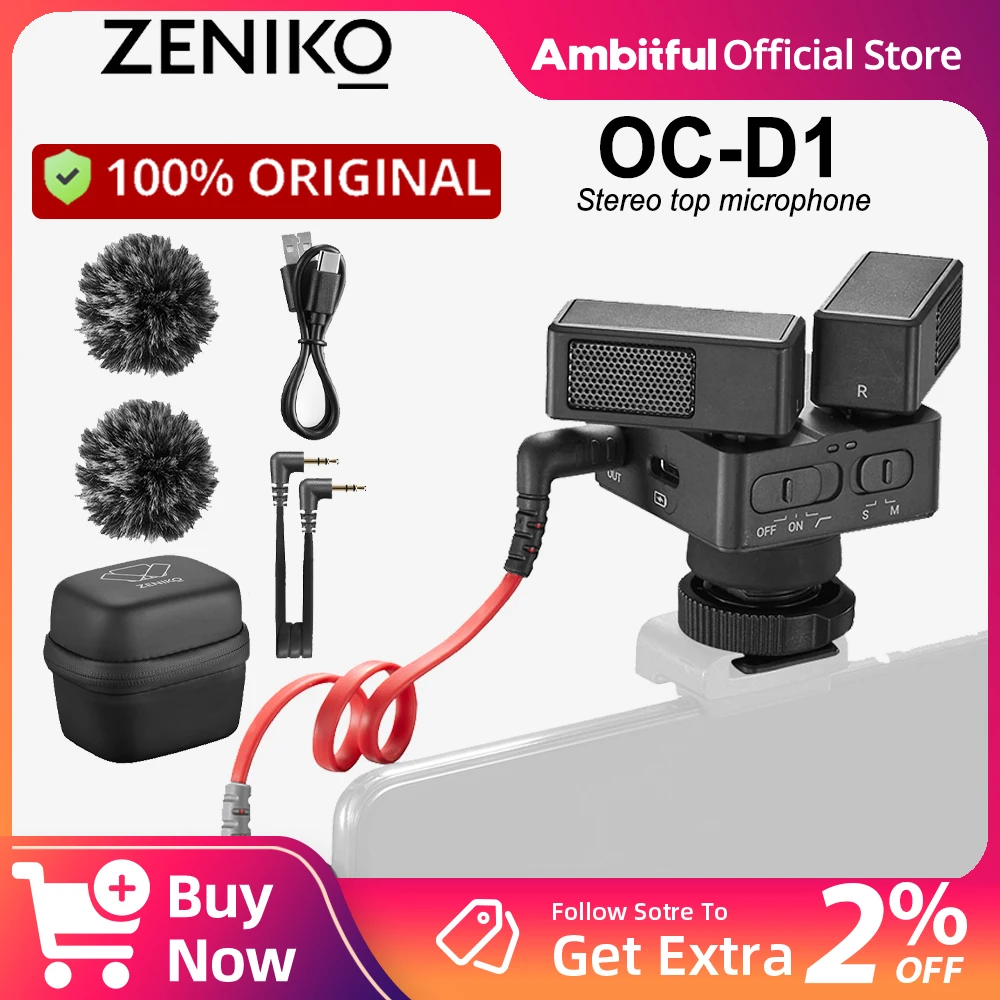 Zeniko Oc D1 Stereo On Camera Dual Microphone 180 Rotatable With Shock
