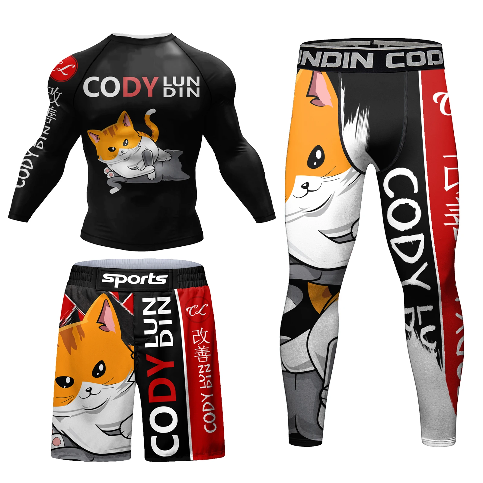 4 Pieces Cody Lundin Men Exercise Sportswear Combat jiu jitsu bJJ ...