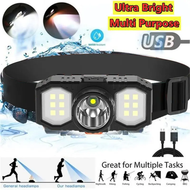 New-LED-Headlight-COB-Mini-Portable-USB-Rechargeable-Waterproof-Fishing ...