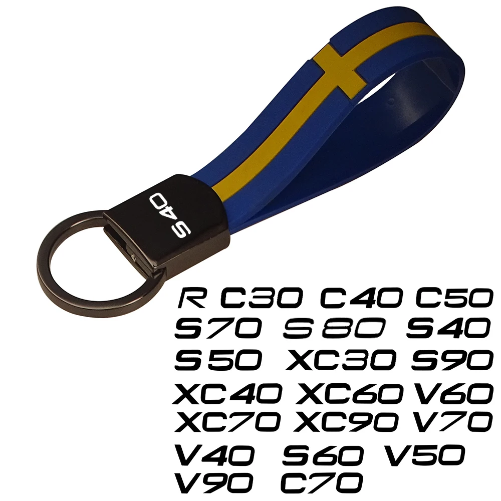 Swedish Flag Style Keychain FOR Volvo R DESIGN XC90 XC60 XC70 C60 XC40 ...