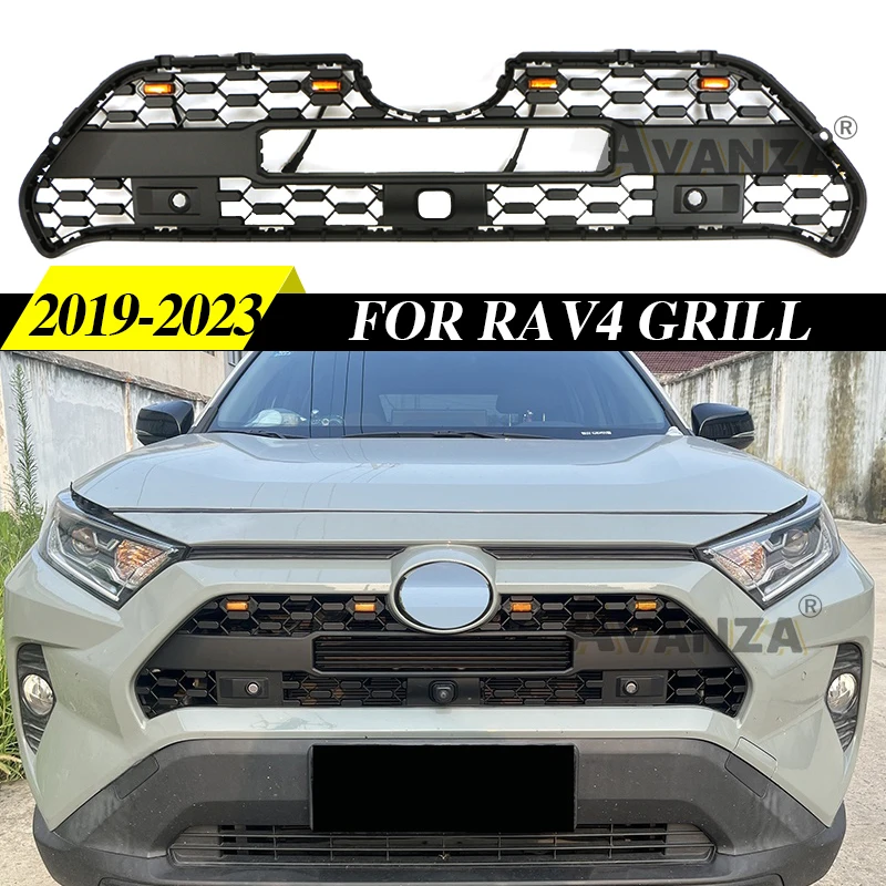 Front Grill W/light Fits For 2019-2023 Toyota RAV4 Upper Grill ...