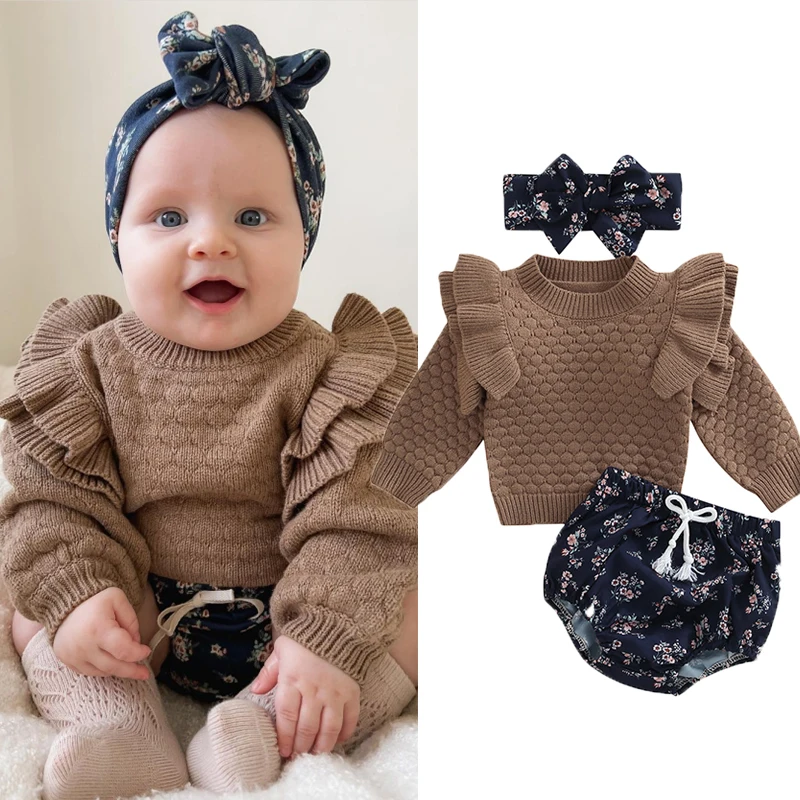 0-24m Bebê Meninas Outono Inverno Roupas Definir Infantil Plissado ...