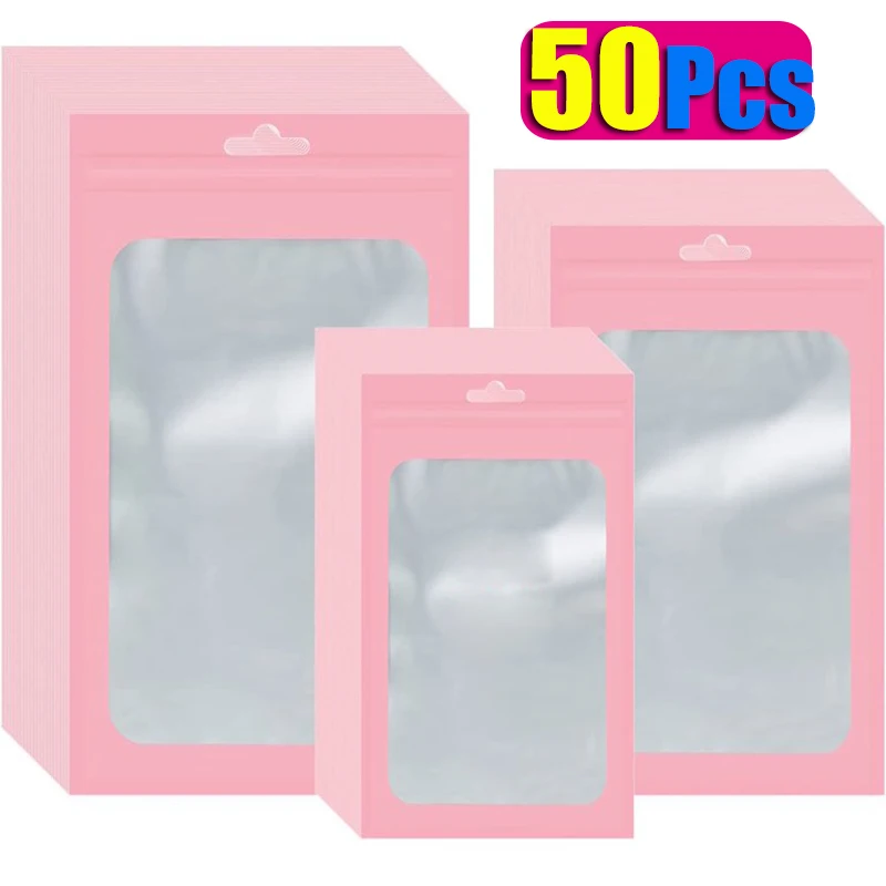 50 stücke rosa Kunststoff matt rosa Aluminium folie Zip-Lock Verpackung ...