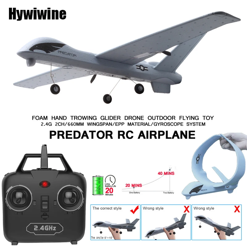RC-Plane-Glider-Toy-20-Minutes-Flight-Time-Plane-With-LED-2-4G-Remote ...