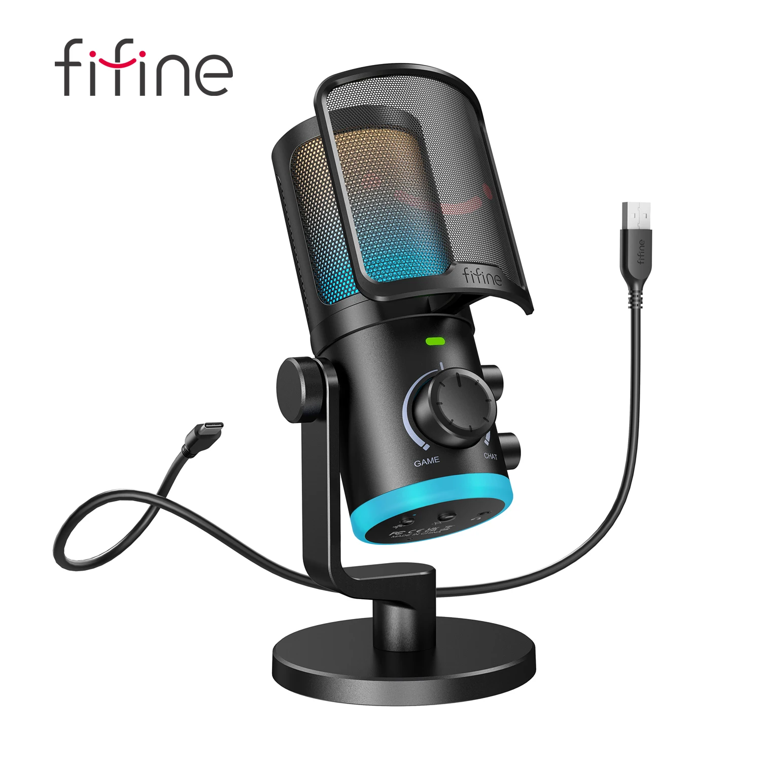 FIFINE-Gaming-USB-Microphone-with-Game-Chat-Balance-Denoise-Volume ...