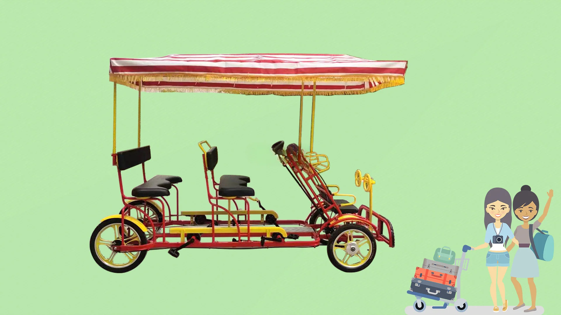 4-Personen-Pedal-Rikscha-Fahrrad-4-Rad-Tandem-Surrey-Fahrrad-Passagier ...