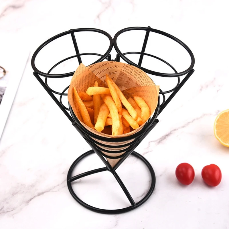 Generic 2024 New 3 In 1 French Fry Stand Holder Fries Cone Basket Rack ...