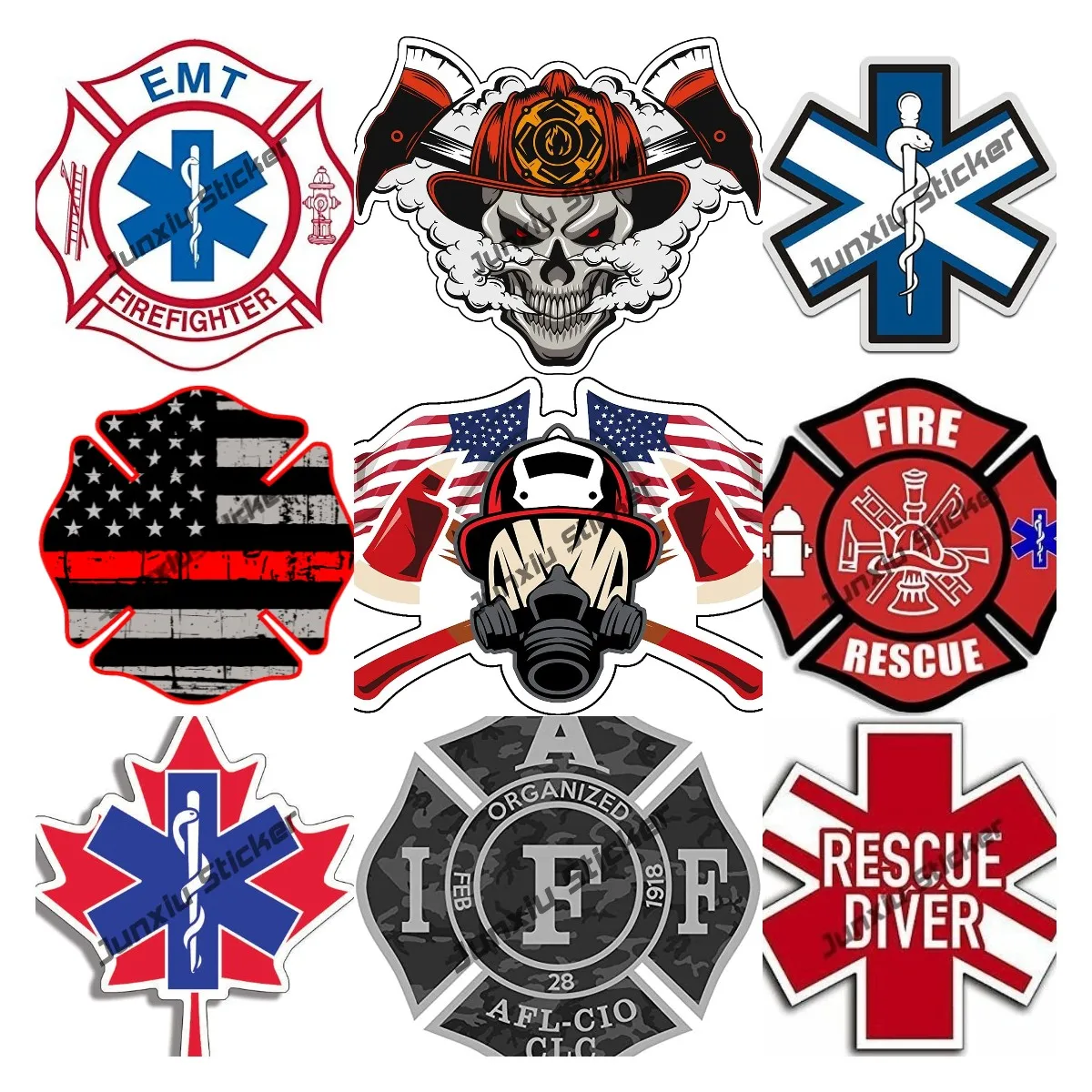 EMT-Firefighter-Sticker-First-Responder-Decals-Emergency-Services-Vinyl ...